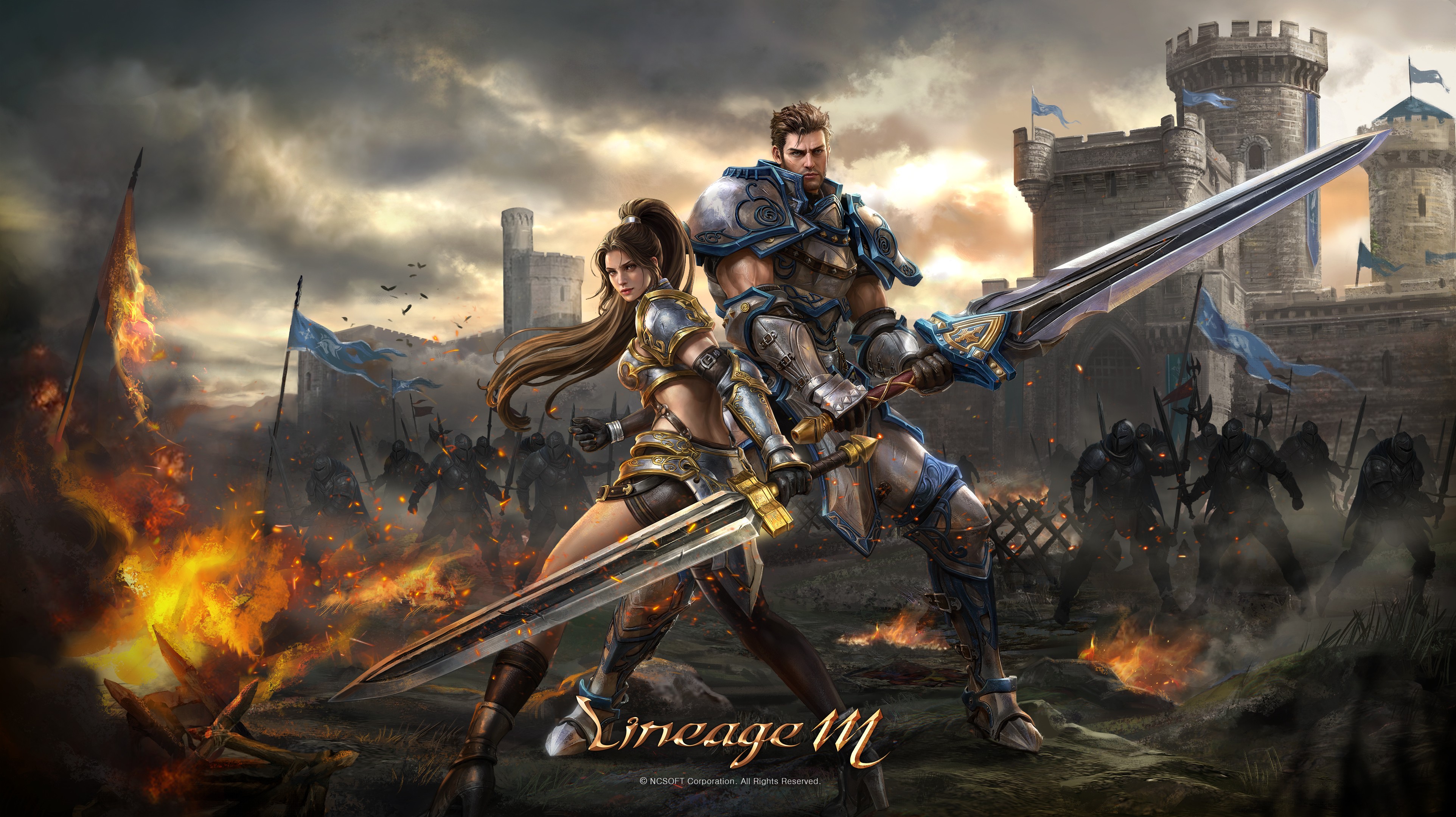 [Lineage M] wallpaper_기사 남여 일러스트 : 리니지M-NCSOFT